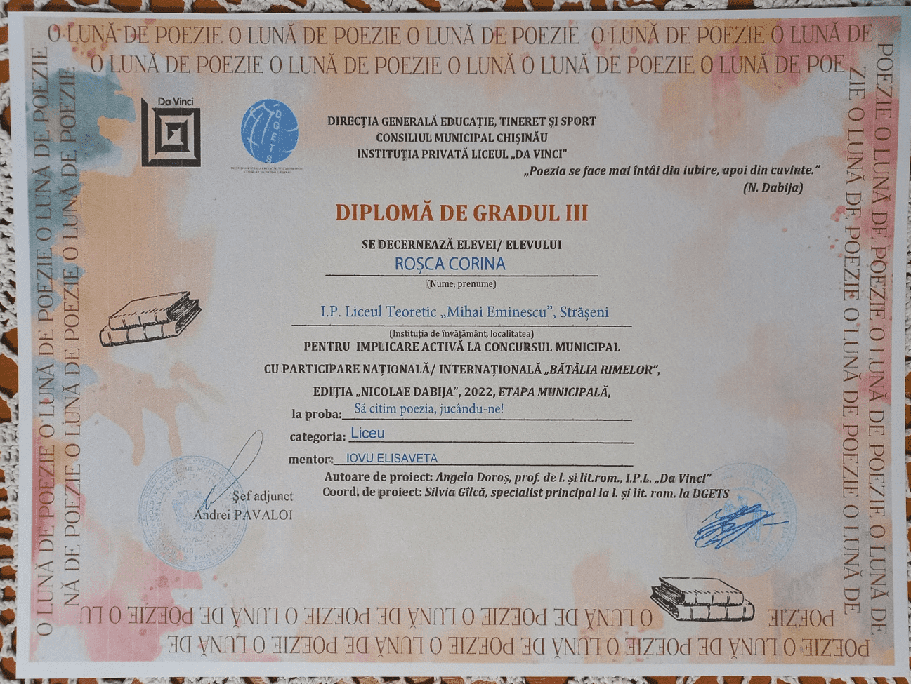 Finalizarea proiectului „BĂTĂLIA RIMELOR” | Liceul Teoretic „Mihai ...